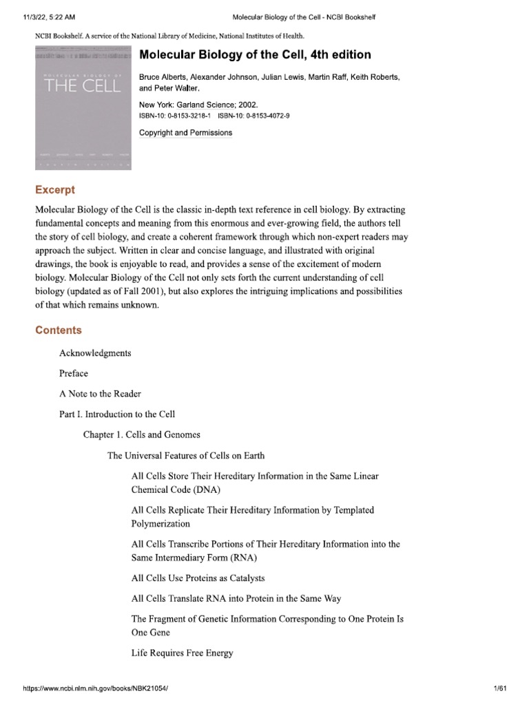 Molecular Biology of The Cell | PDF