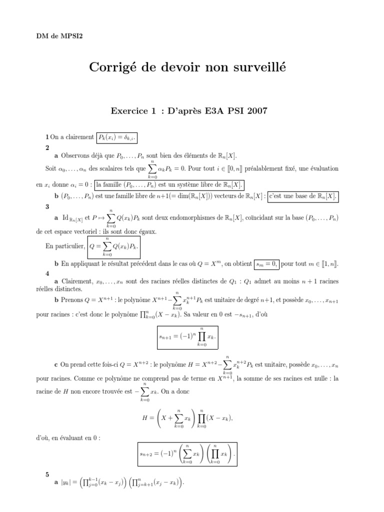 DM Sup Poly Unitaire Corrige | PDF | Zéro d'une fonction | Polynôme