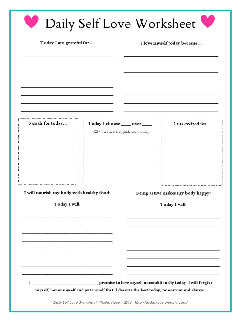 Daily Self Love Worksheet | PDF | Psychological Attitude | Social ...