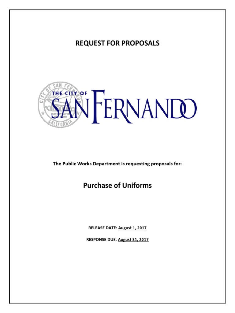 PW Uniform Purchase RFP | Download Free PDF | Request For Proposal ...