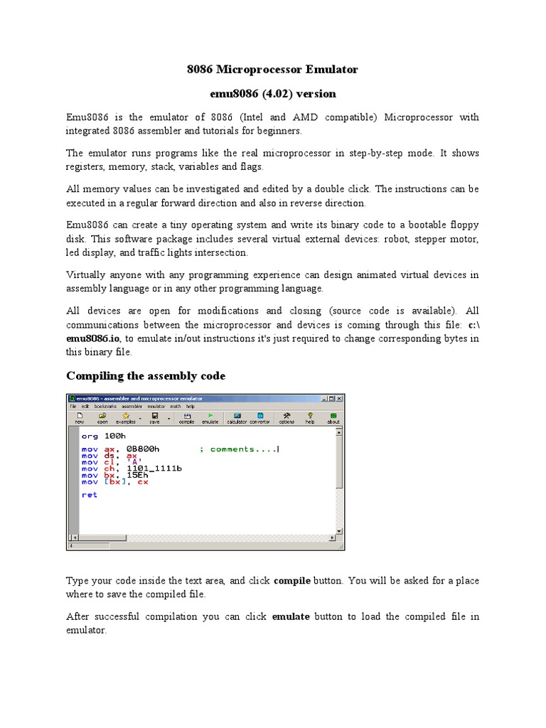 8086 Microprocessor Emulator | PDF | Programming | Computer Program