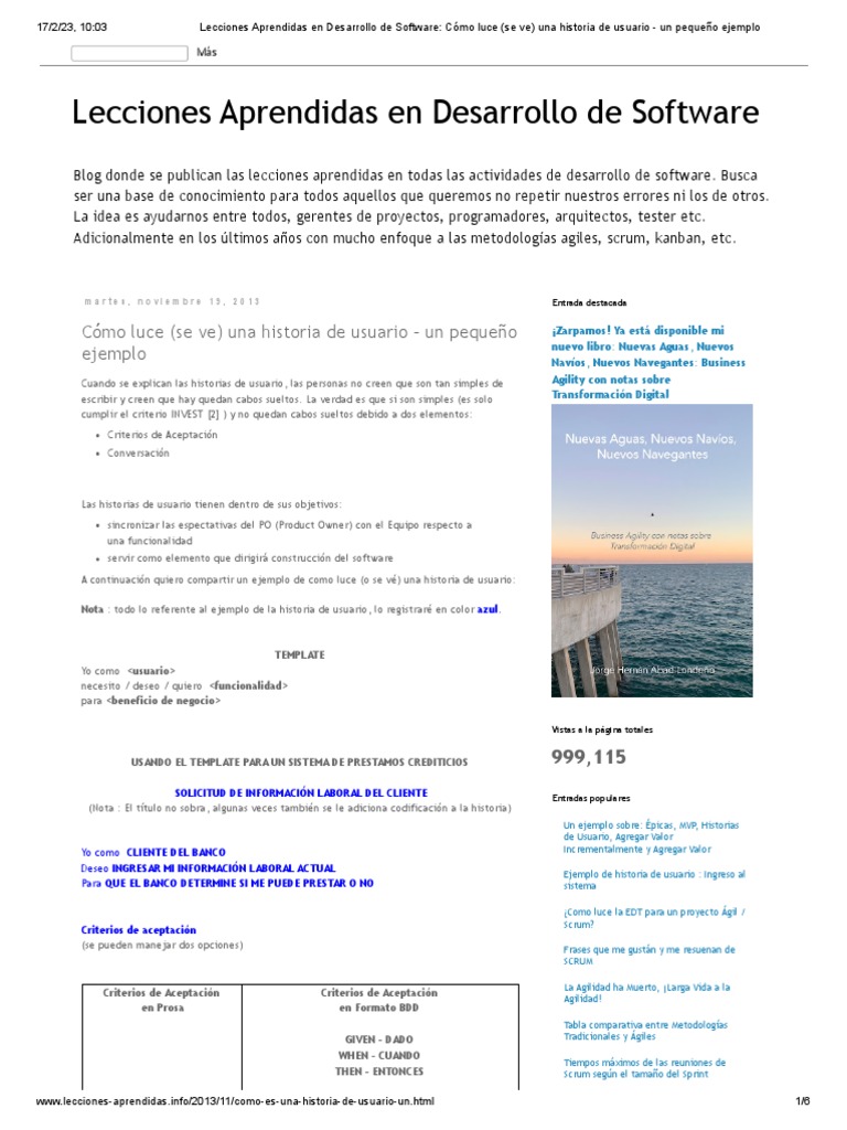 Lecciones Aprendidas en Desarrollo de Software - Cómo Luce (Se Ve) Una ...