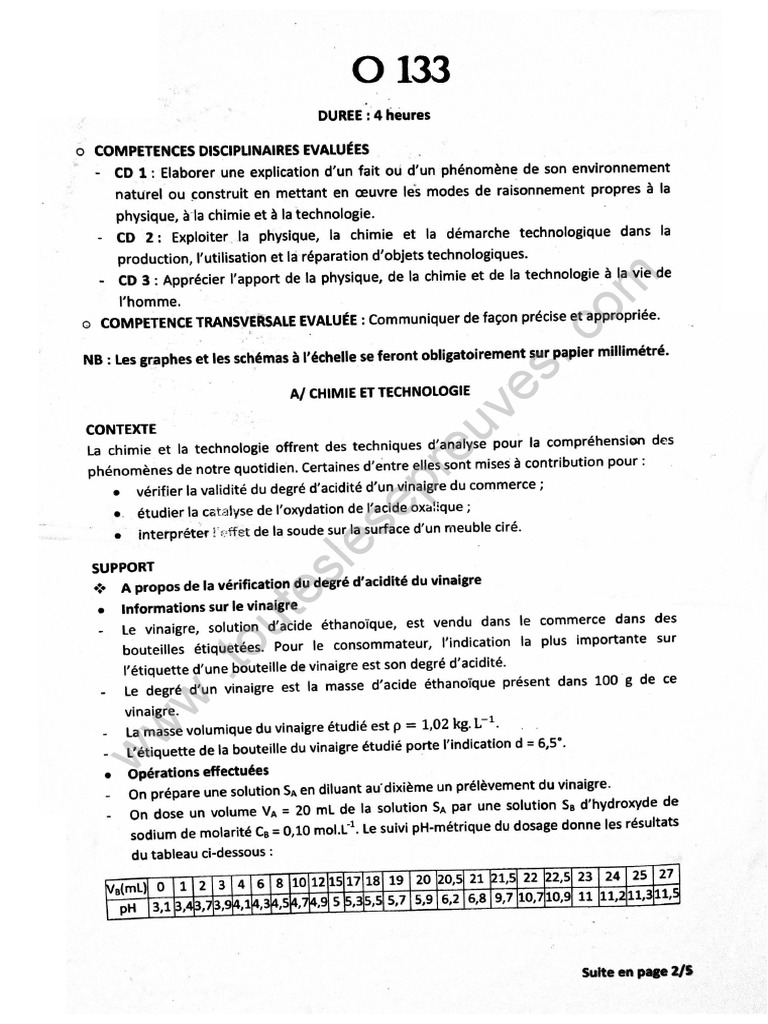 Épreuve Et Corrigé Bac 2020 PCT Serie D | PDF
