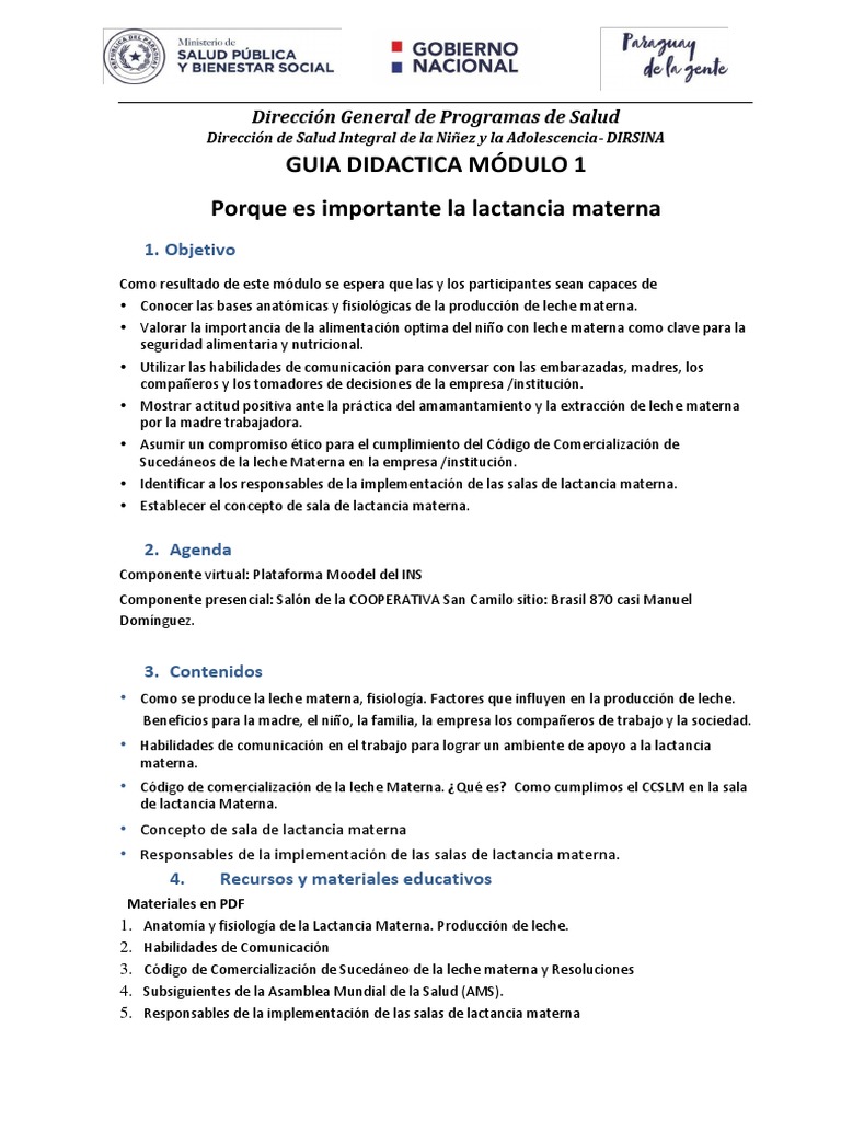 Guia Del Modulo 1 | PDF | Amamantamiento | La leche materna