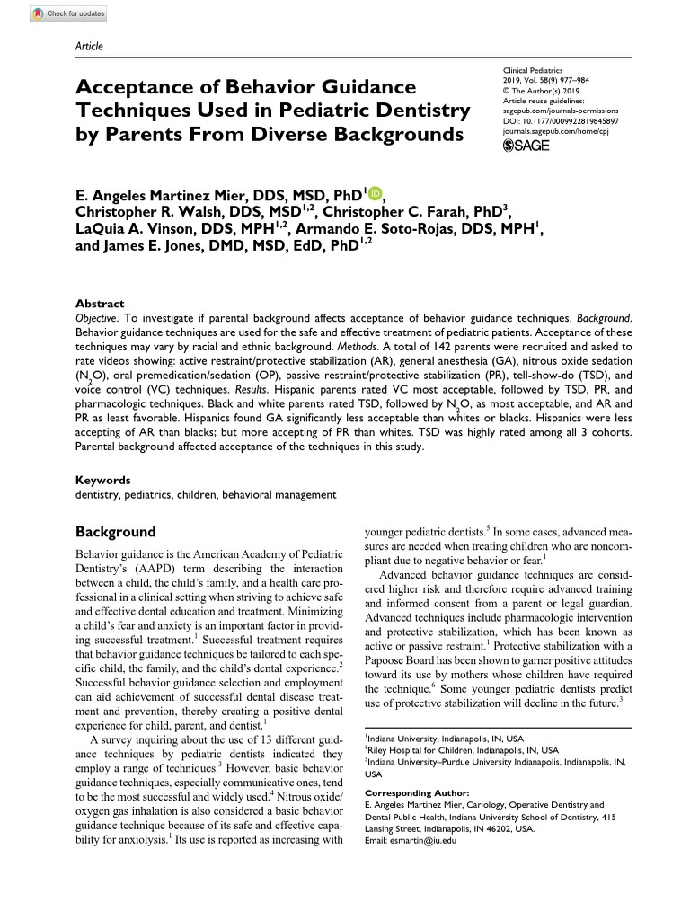 BehGuid 1 Acceptance of Behavior Guidance Techniques Used in Pediatric ...