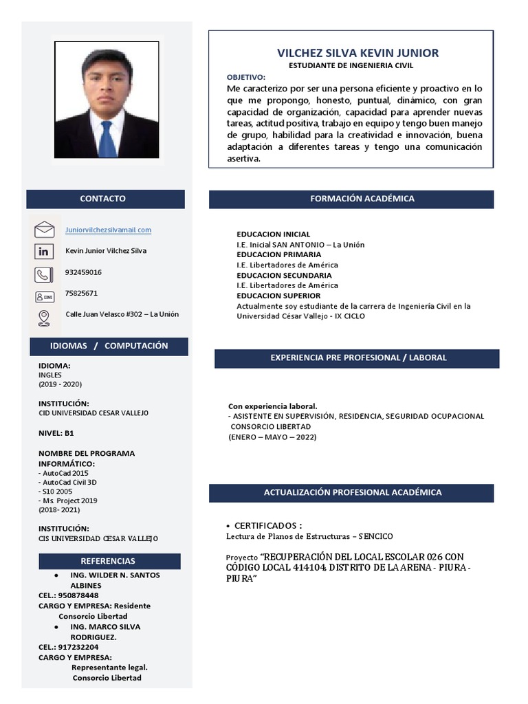 CV - Vilchez Silva Kevin. | PDF | Ciencias fisicas