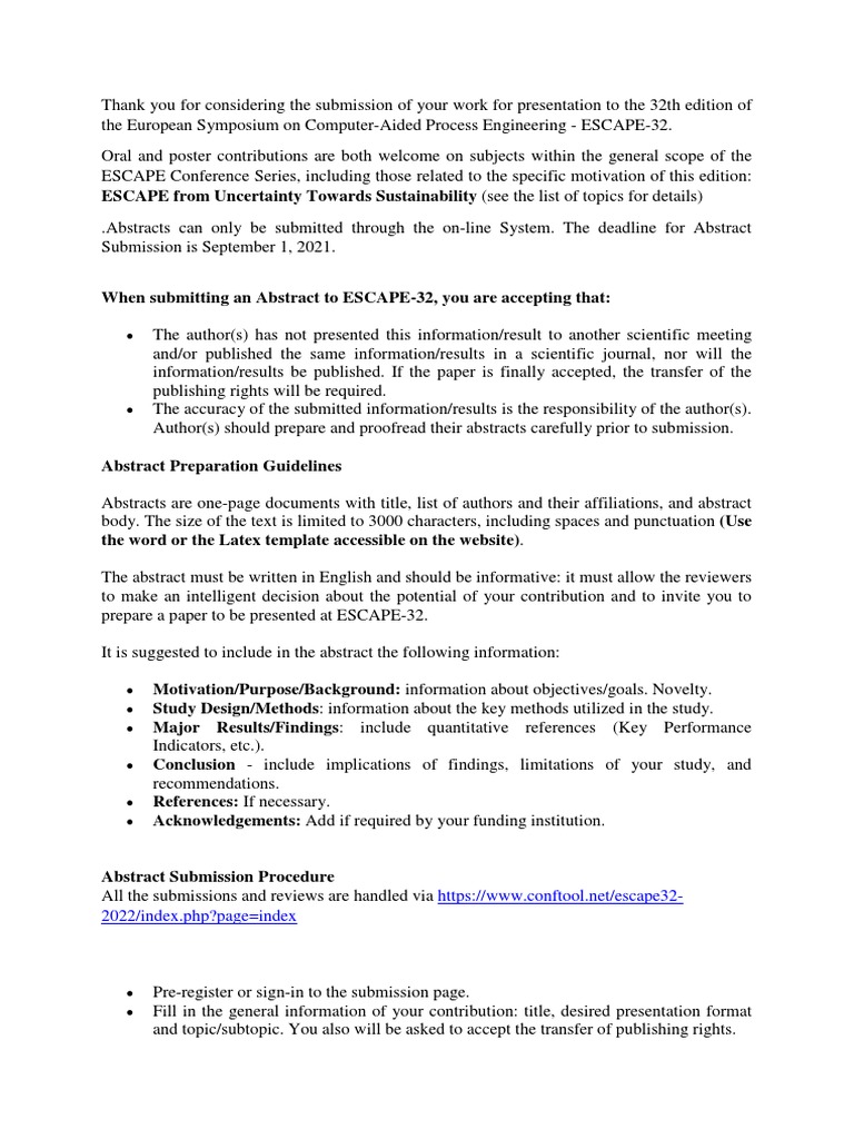 Guidelines for Submitting an Abstract to the 32nd European Symposium on ...
