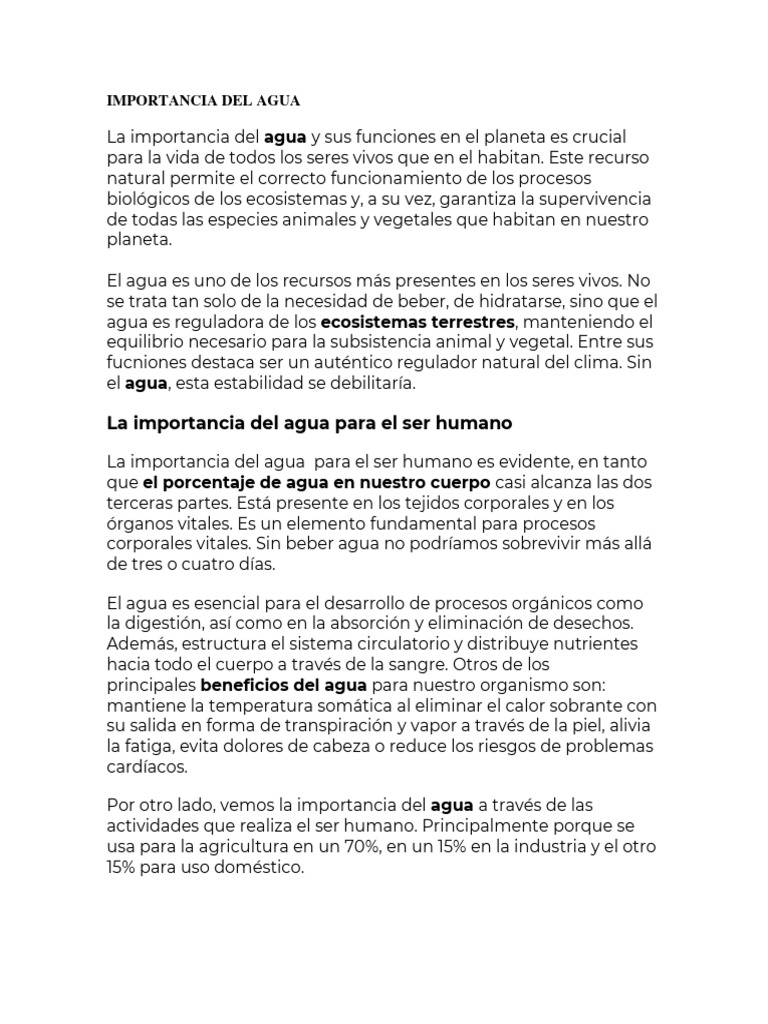 Importancia del Agua en el Planeta | PDF | Agua | Cambio climático