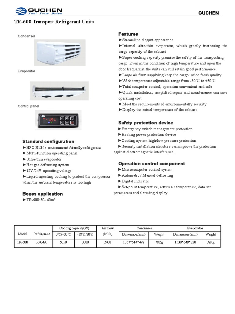 TR-600 Transport Refrigerant Units Overview | PDF | Home Appliance ...