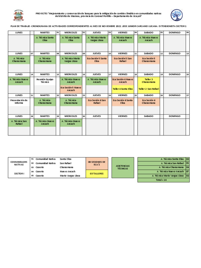 Modelo Plan de Actividades Del Mes Enero Lener | PDF