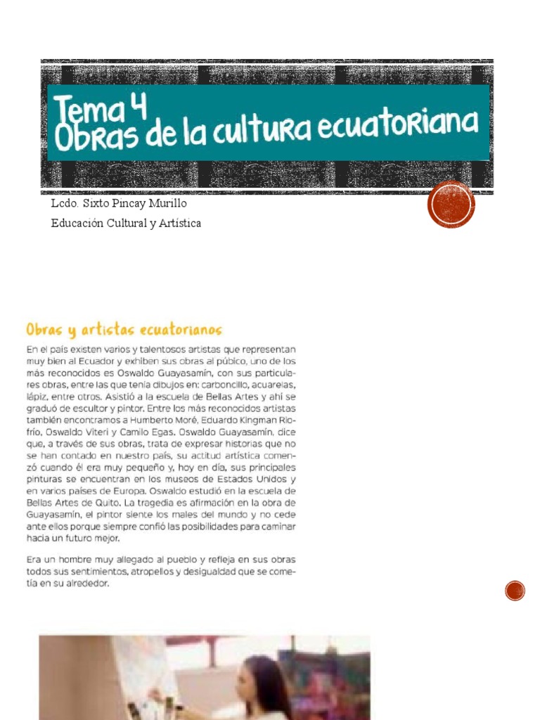 ECA 2do BGU Clase 8 Obras de La Cultura Ecuatoriana | PDF