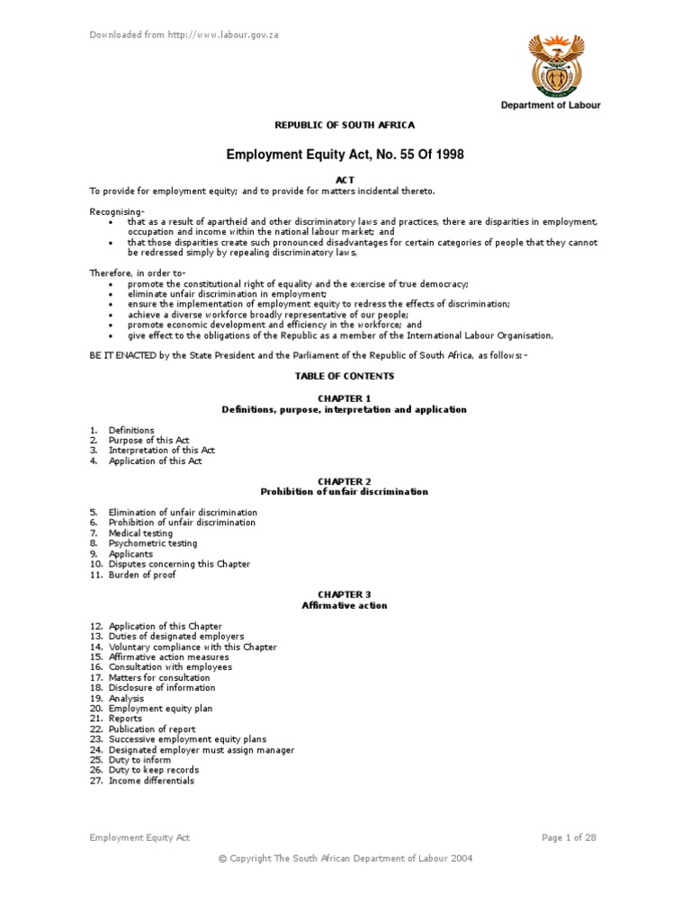 Employment Equity Act | PDF | Government | Justice