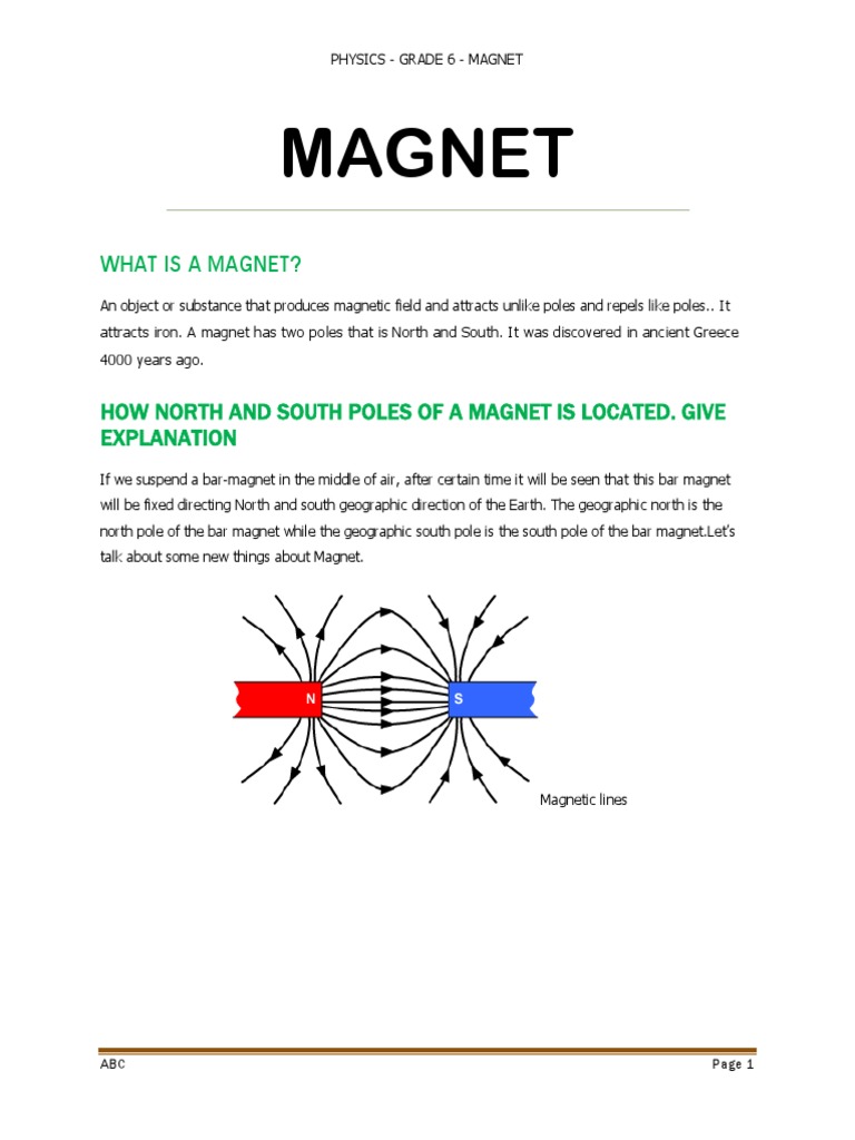 Magnets Class6 | PDF | Magnet | Magnetism