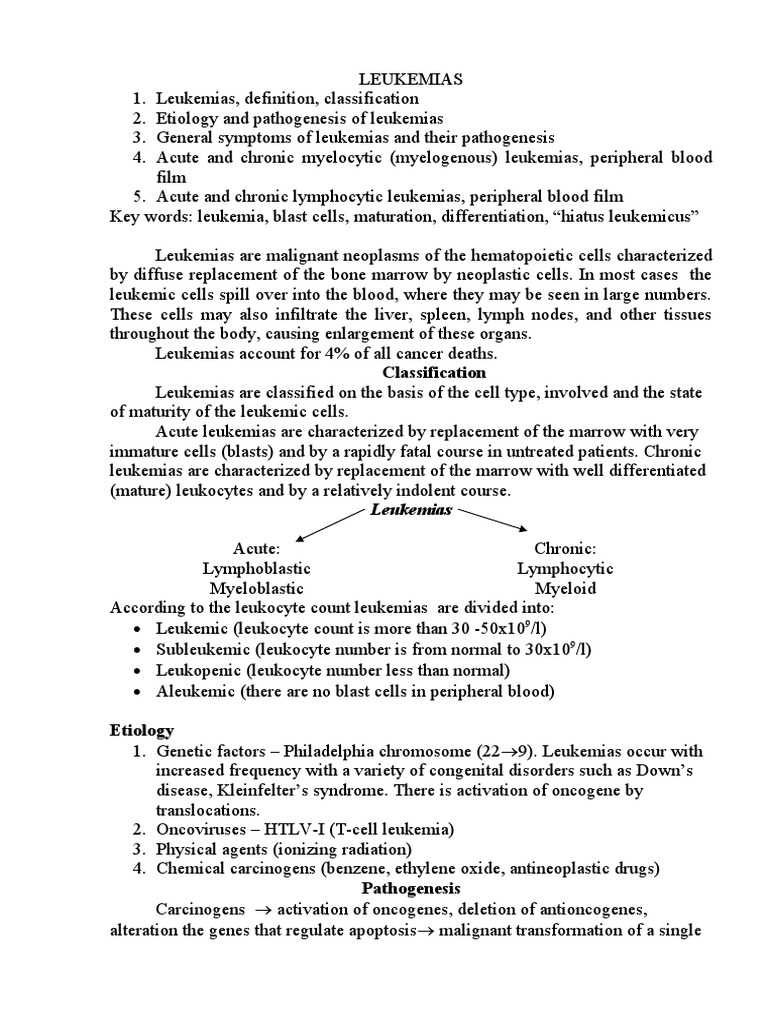 Leukemias Pdf Leukemia White Blood Cell