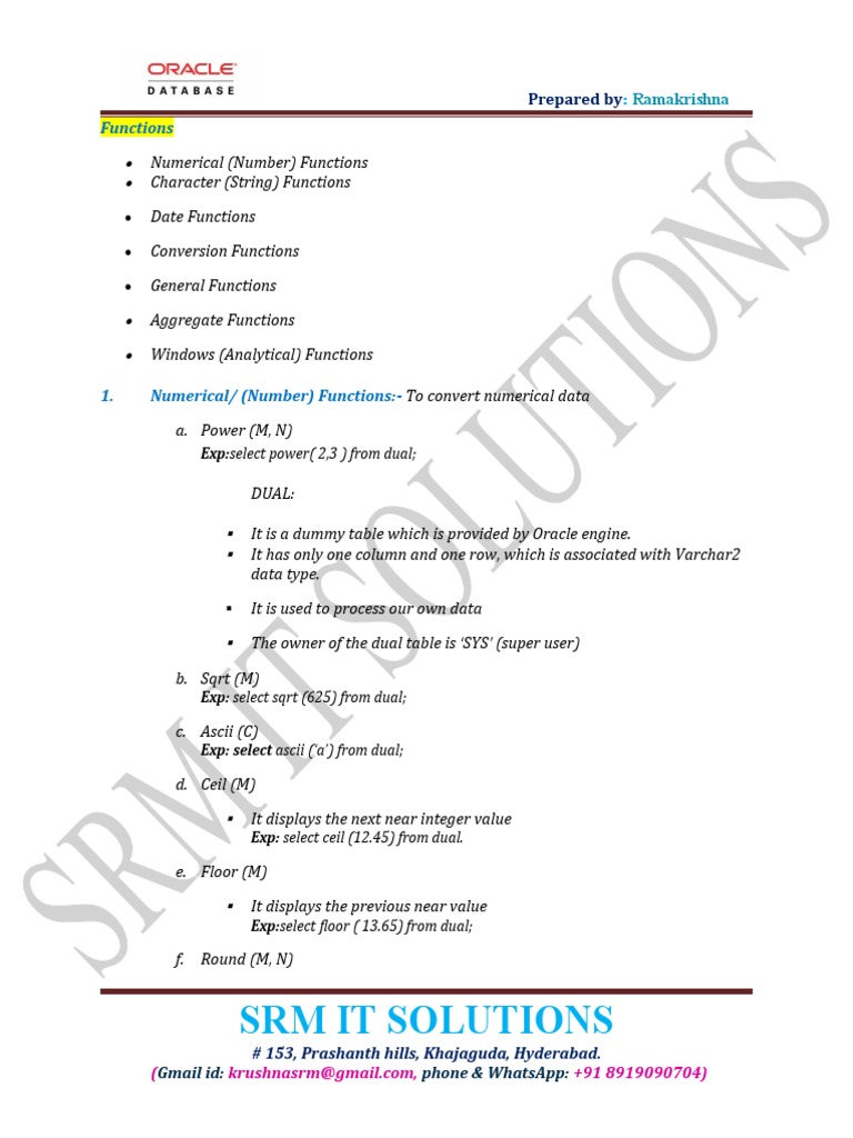SQL Functions | PDF | Software Engineering | Computer Programming SQL Functions | PDF | Software Engineering | Computer Programming