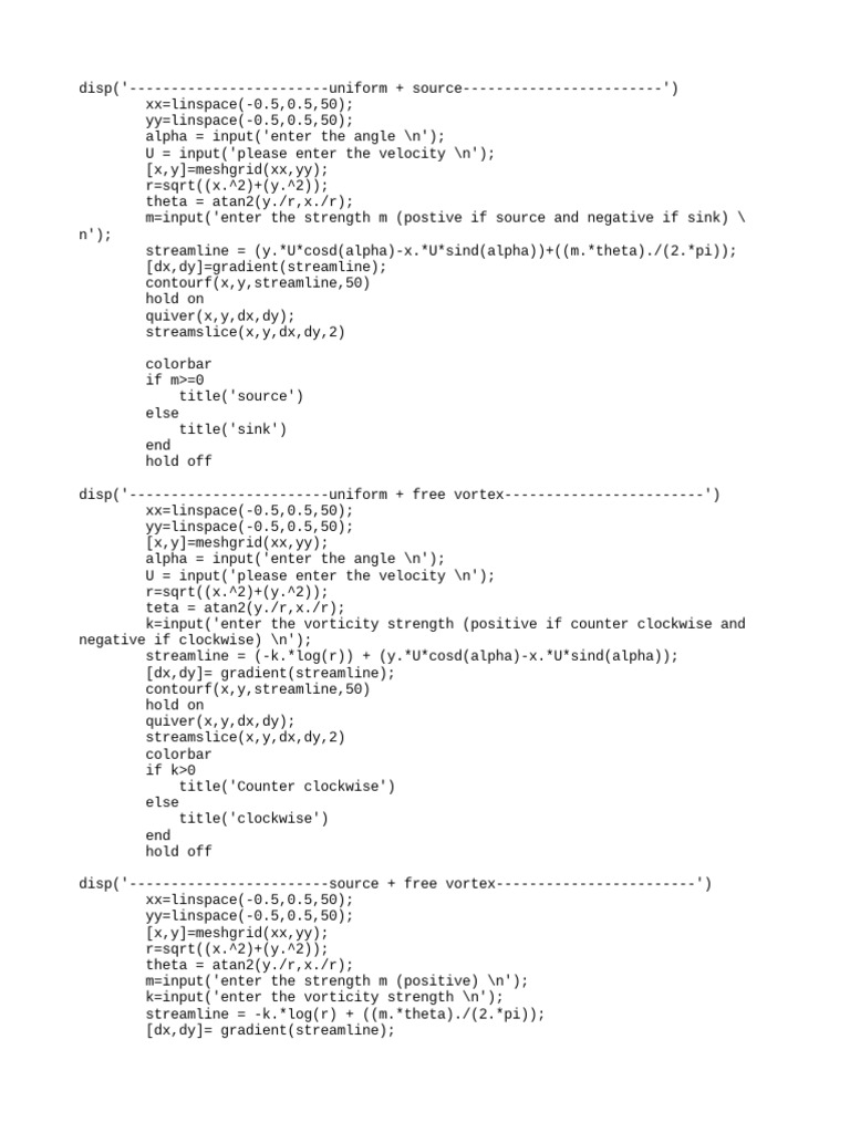 Fluid Matlab | PDF | Vortices | Mechanics