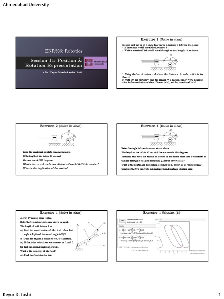 ENR506: Robotics: Session 11: Position & Rotation Representation | PDF | Euclidean Vector | Rotation