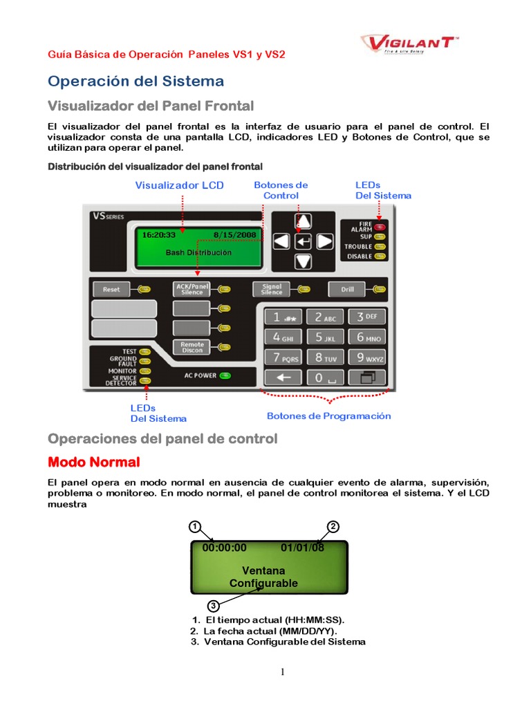 Guía de Operación Paneles Kidde VS1 y VS2 | PDF | Diodo emisor de luz ...