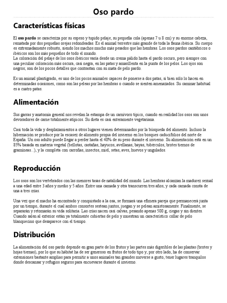 Oso Pardo | PDF | Osos | Organismos