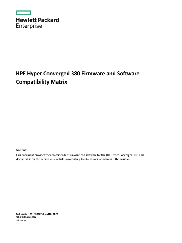 HPE - c05102848 - HPE Hyper Converged 380 Firmware and Software ...