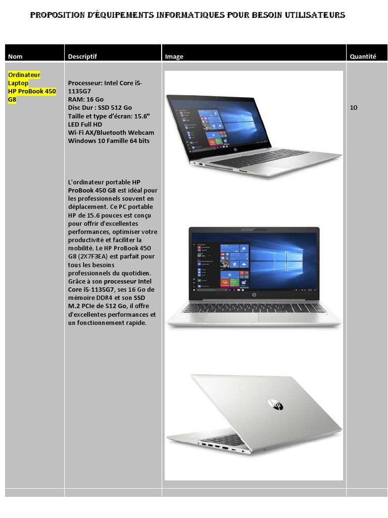 Proposition Equipement Informatique | PDF | Ordinateur portable | Intel