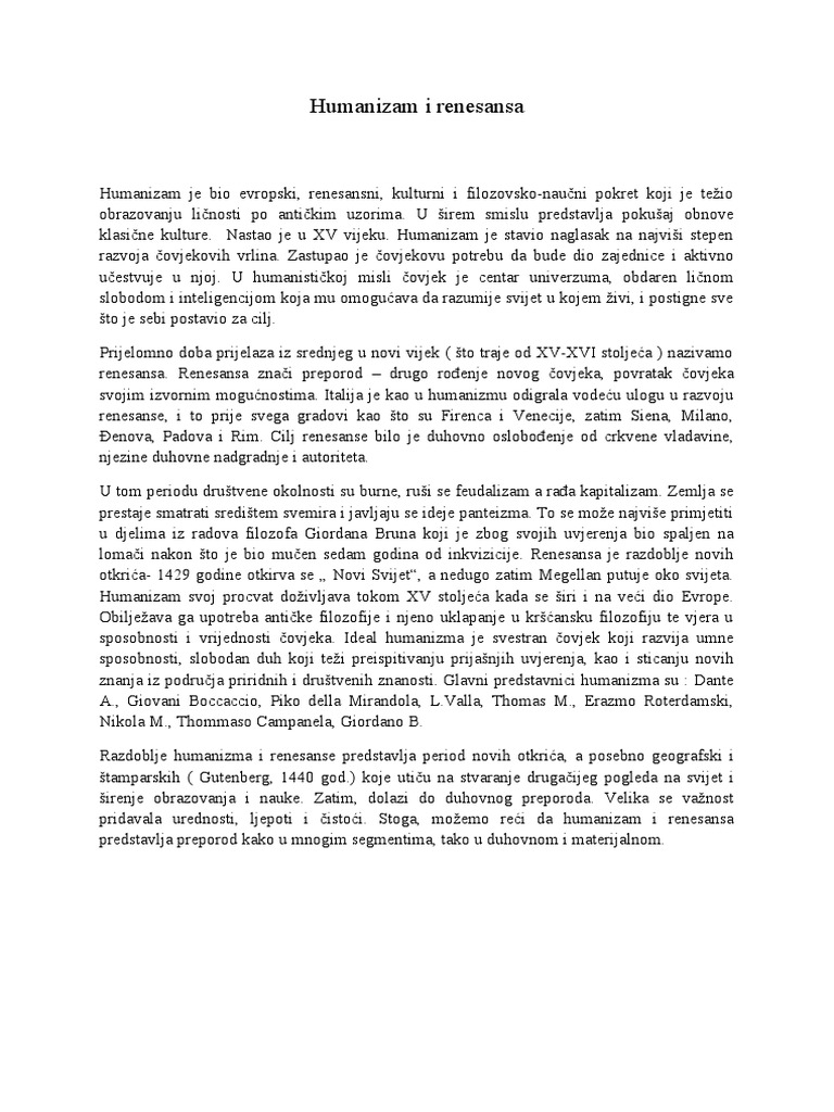 Humanizam I Renesansa | PDF