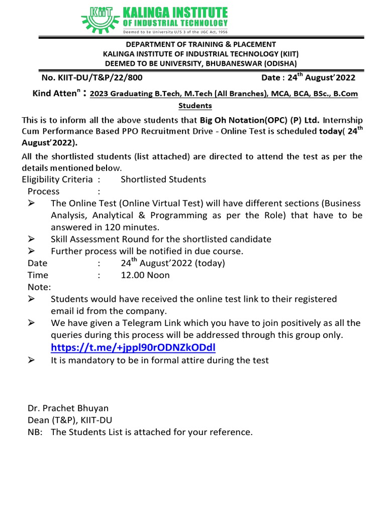 Big Oh Notation (OPC) Pvt. Ltd. Recruitment Drive - Online Test On 24th ... Big Oh Notation (OPC) Pvt. Ltd. Recruitment Drive - Online Test On 24th ...