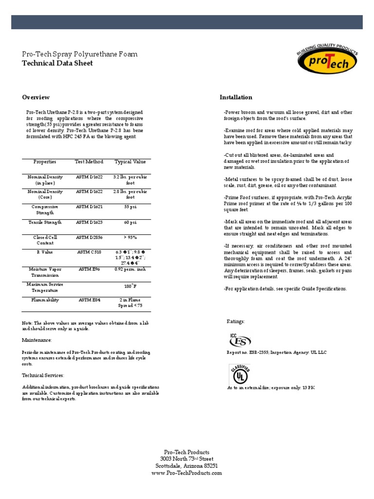 Polyurethane Foam TDS | PDF | Polyurethane | Roof