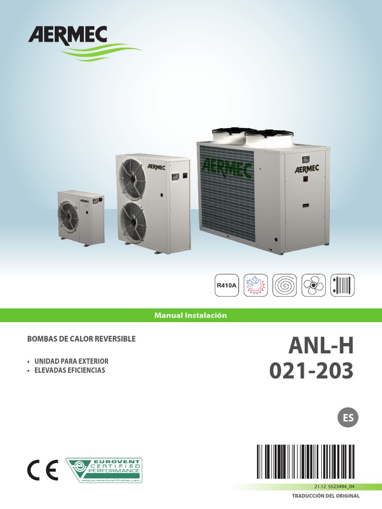 ANL - Manual Tecnico - AERMEC | PDF | Agua | Presión