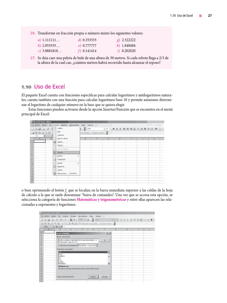 Uso de Excel | PDF | Logaritmo | Exponenciación