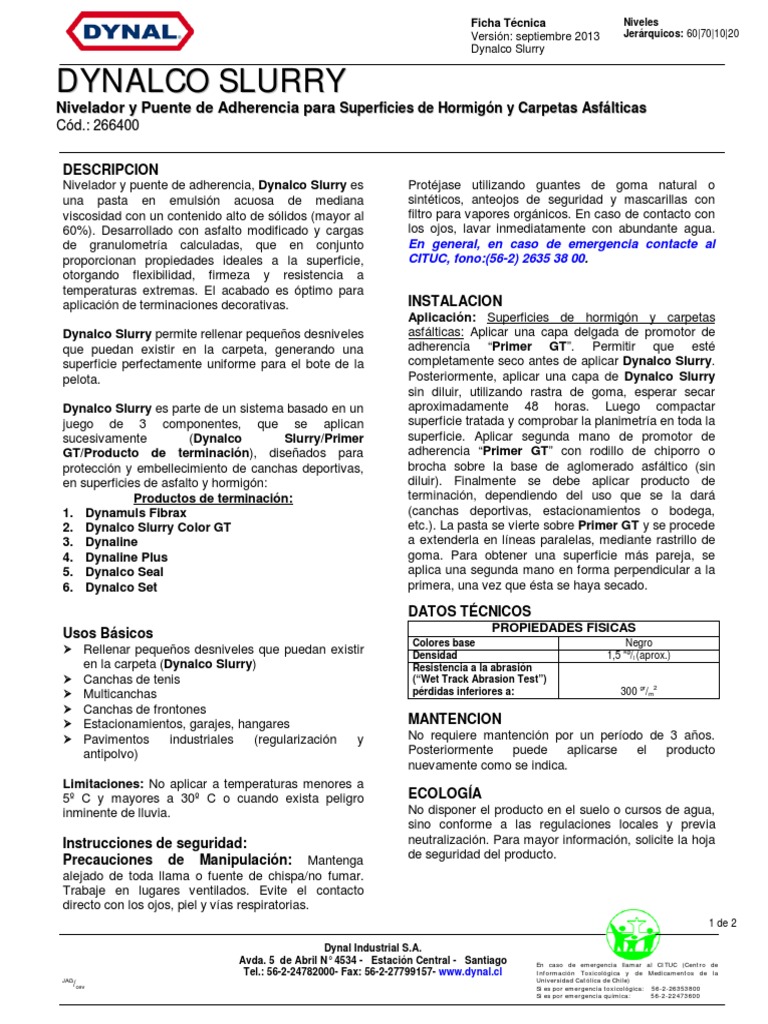 Dynalco Slurry | PDF | Hormigón