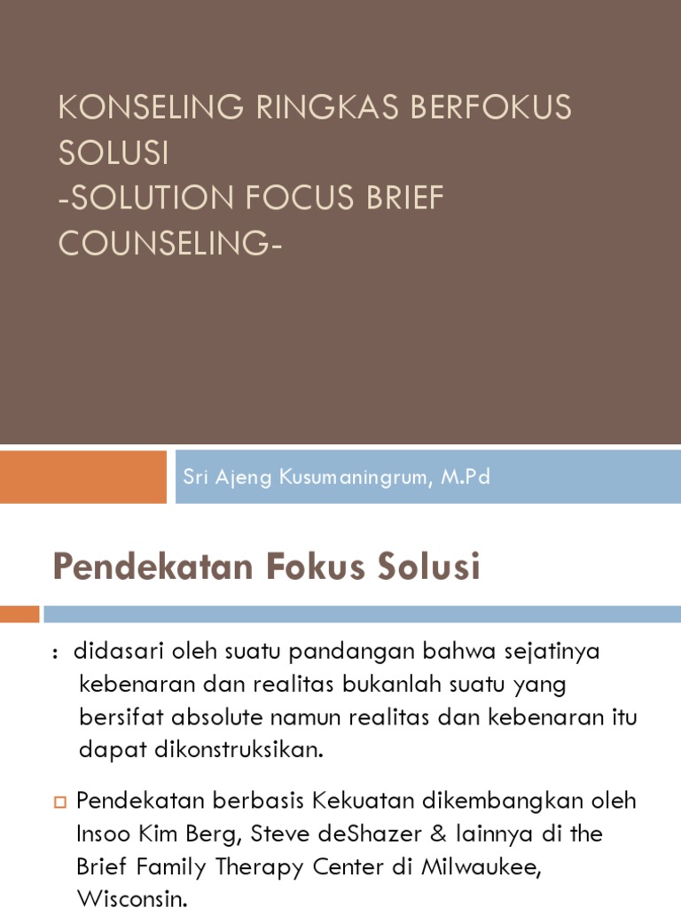 Konseling Ringkas Berfokus Solusi | PDF