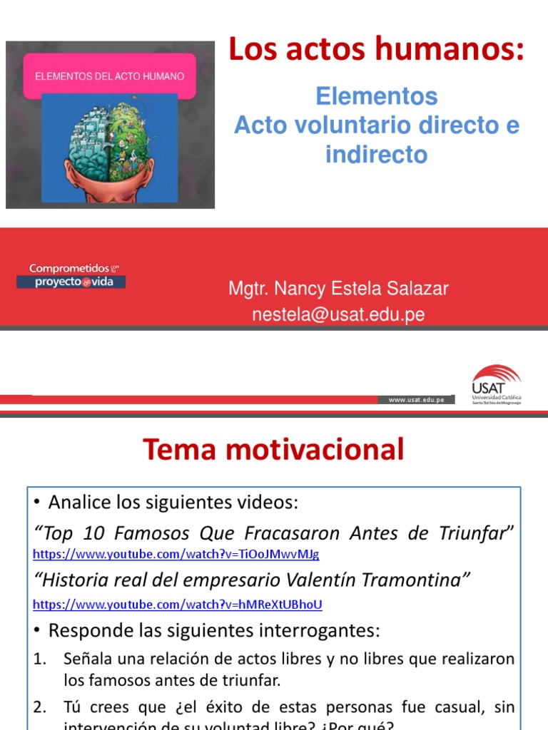 Diapositiva Tema 4 Los actos humanos elementos | PDF | Consentimiento | Conocimiento