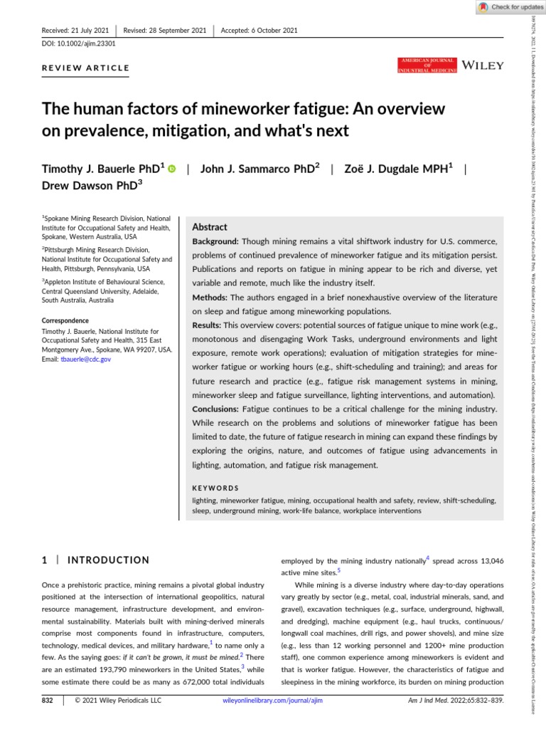 American J Industrial Med - 2021 - Bauerle - The Human Factors of ...
