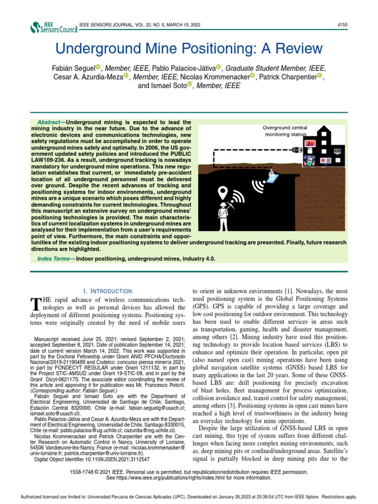 Underground Mine Positioning A Review | PDF | Ultra Wideband | Mining