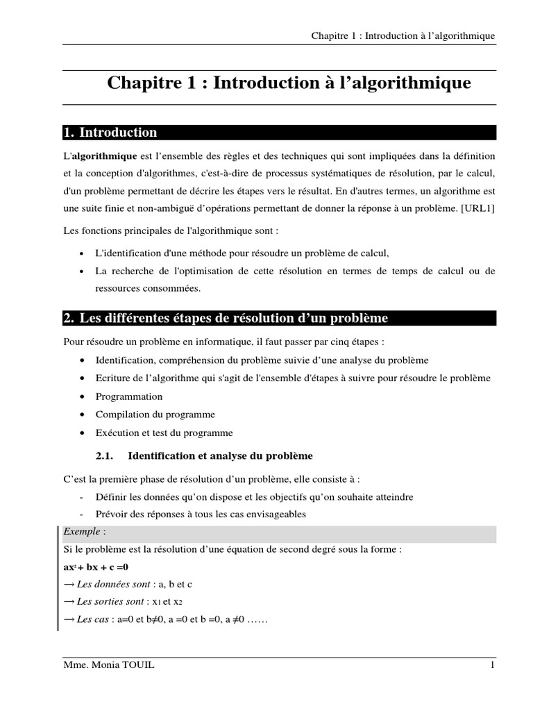 Chap 1 Algo | PDF | Langage de programmation | Variable (informatique)