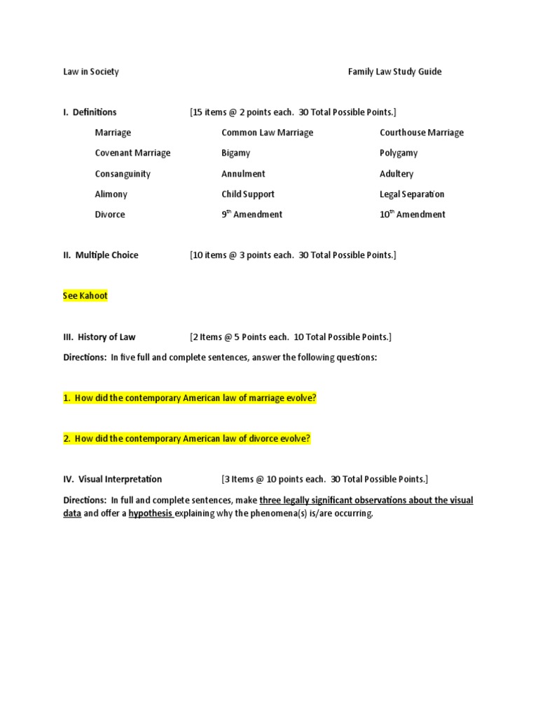 Family Law Study Guide 2021 | PDF