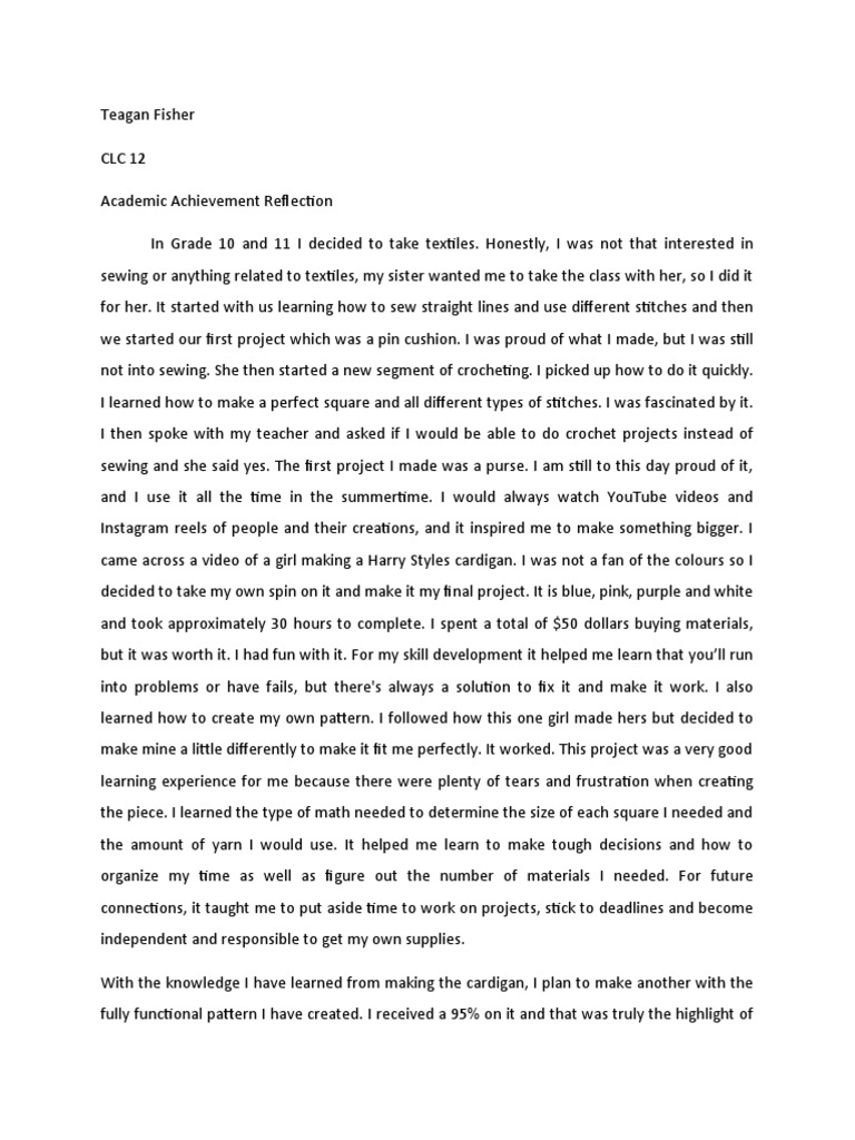 Reflection 1 | PDF | Crochet | Sewing