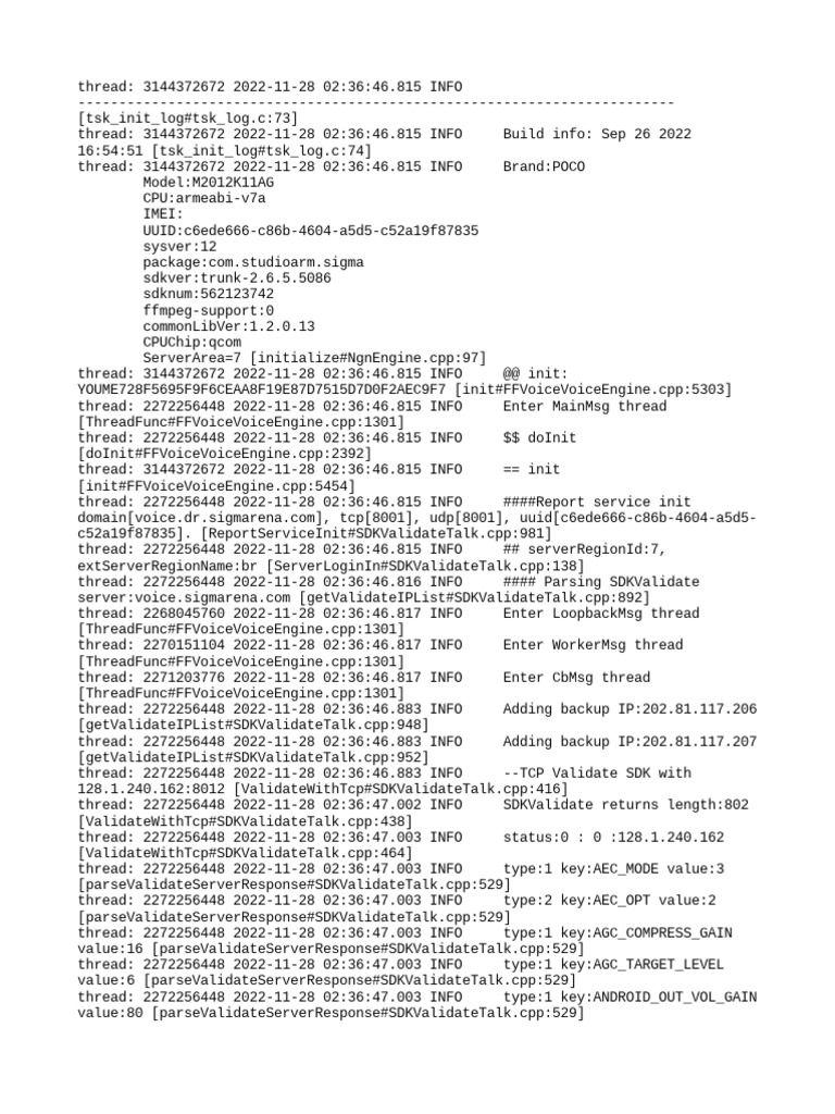 Log Of Audio Call Initialization Process On Mobile Device Pdf Data