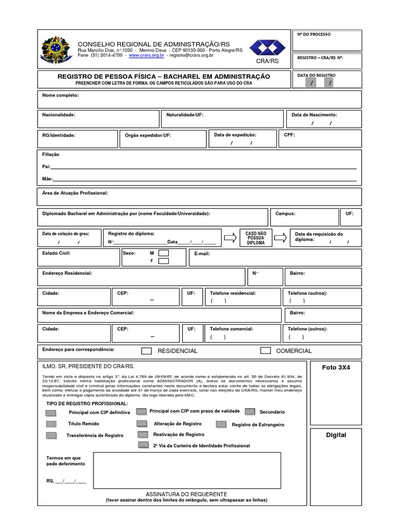 Formulario de Registro de PF | PDF