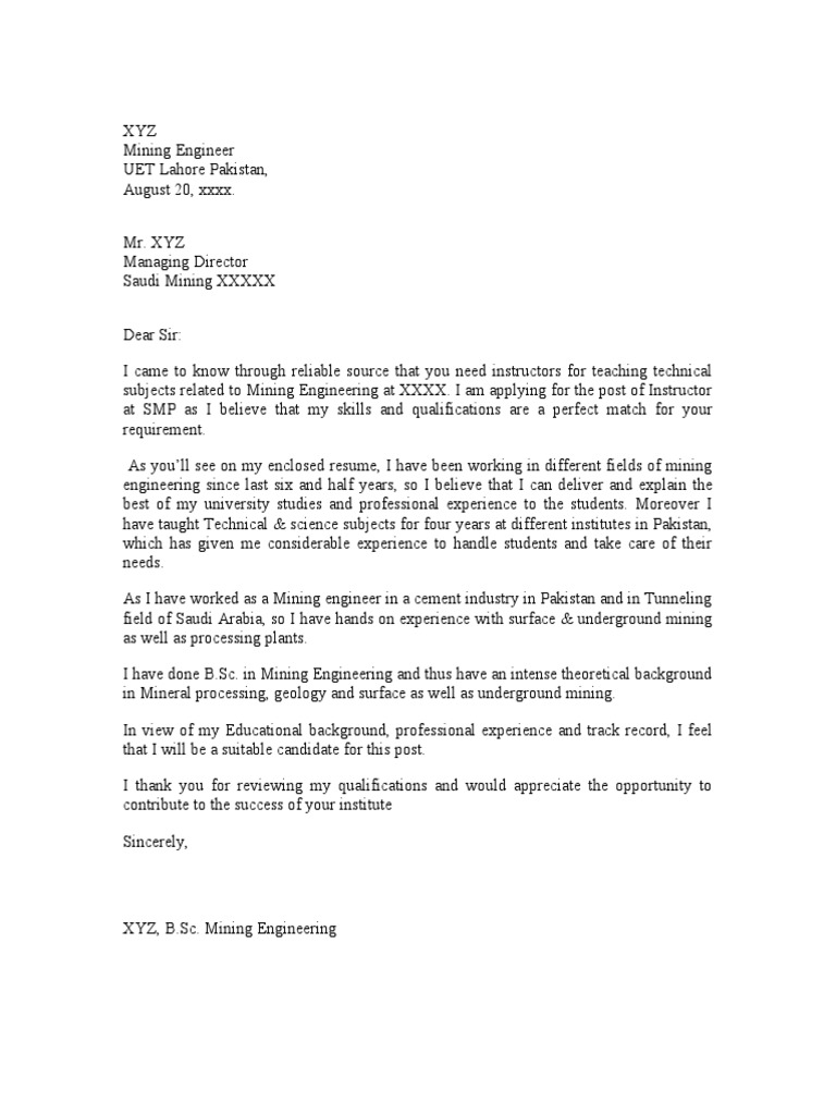 A Perfect Match: Applying for an Instructor Position in Mining Engineering | PDF