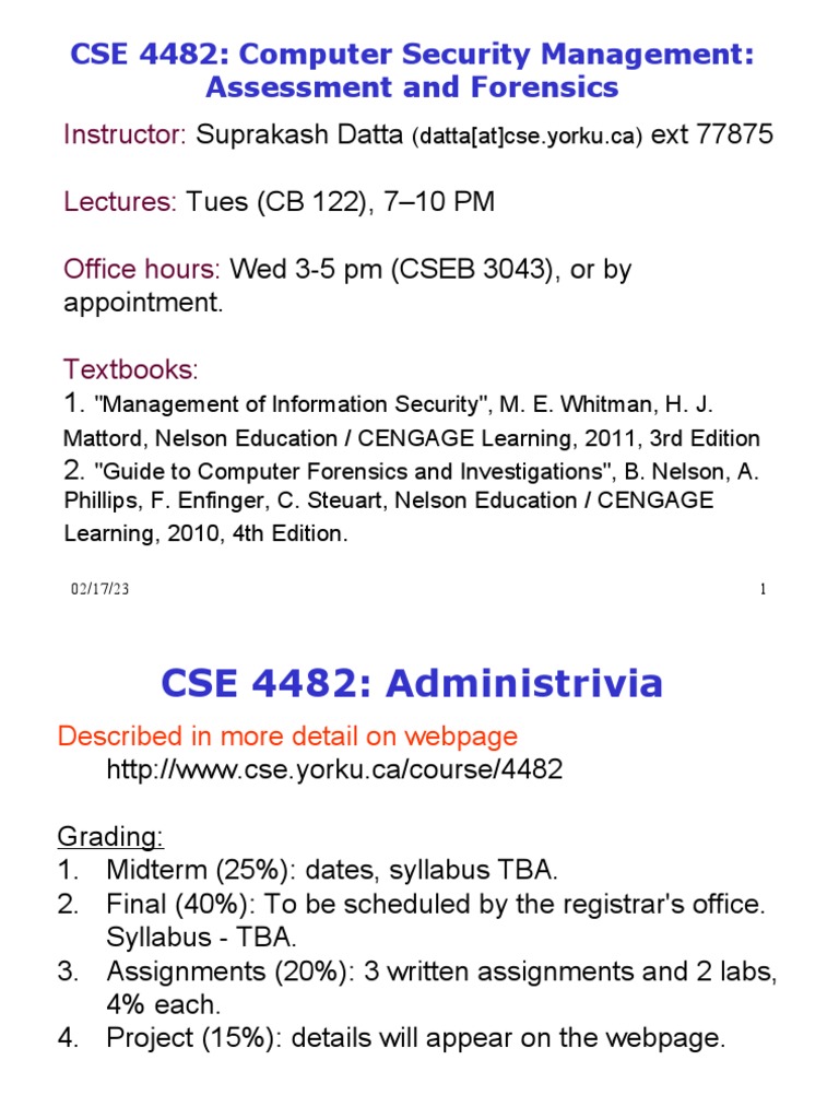Instructor: Lectures: Office Hours: Textbooks | PDF | Business | Computers