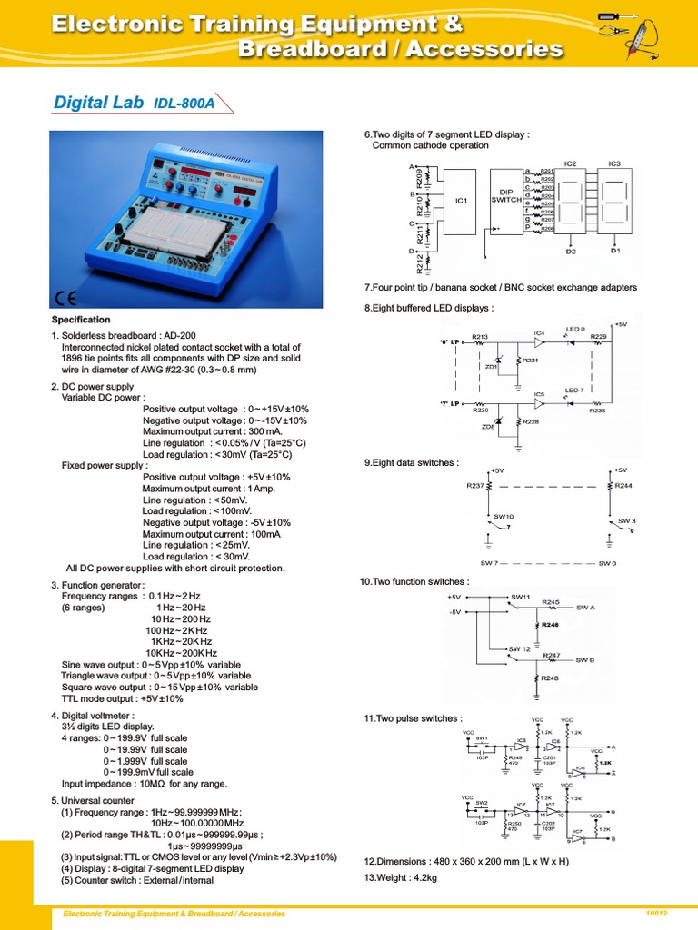 IDL-800A Digital Lab Specification | PDF | Power Supply | Amplifier