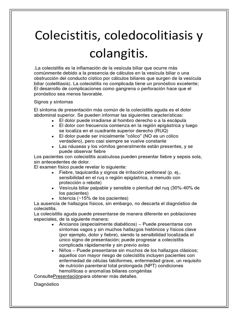 .Colecistitis, Coledoco y COLANGITUS. | PDF | Sistema digestivo ...