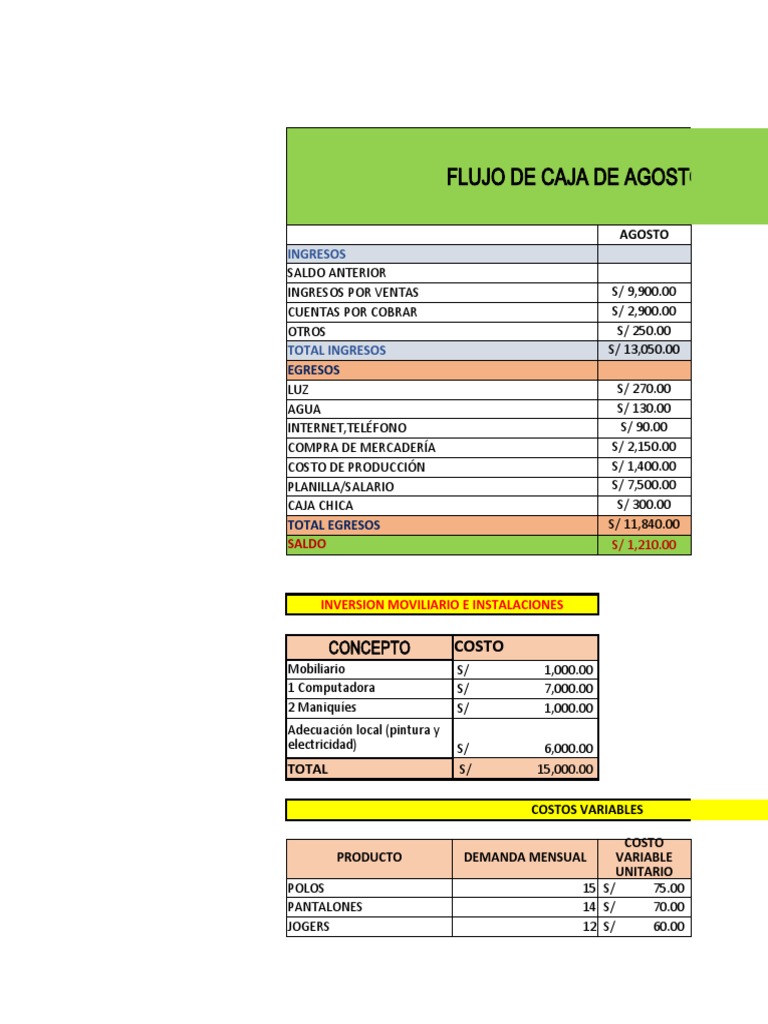 Flujo Caja Gestion Comercial | PDF | Informática