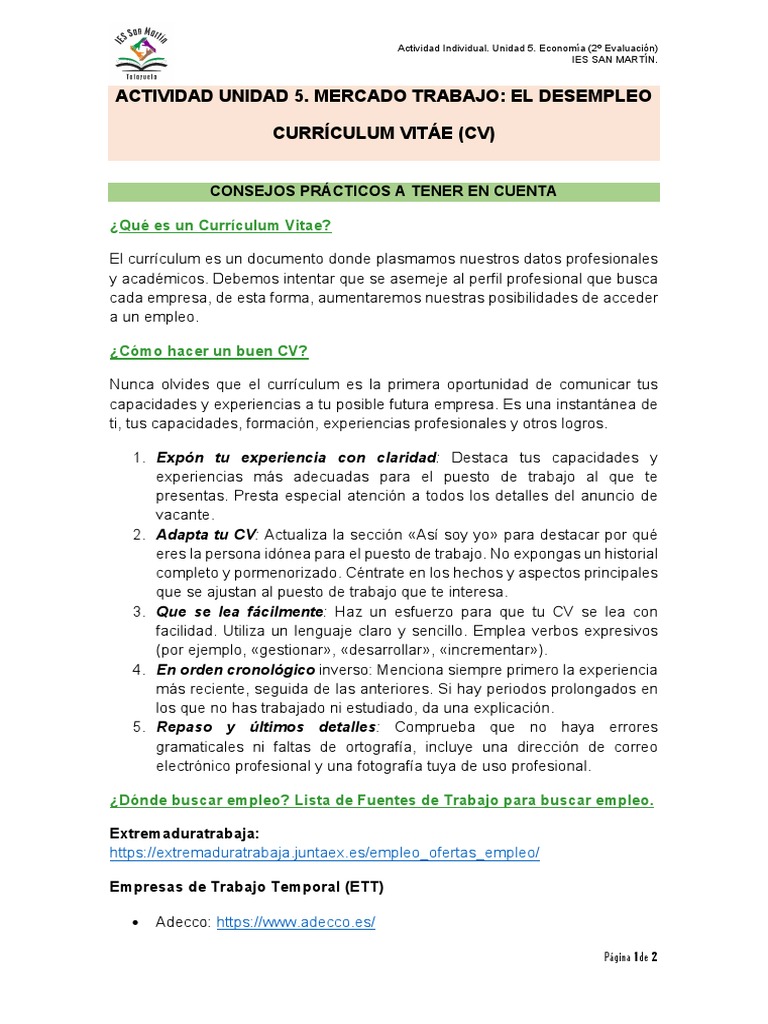 Actividad 3. Realiza Tu Currículum Vitae | PDF | Crecimiento personal y profesional | Negocios