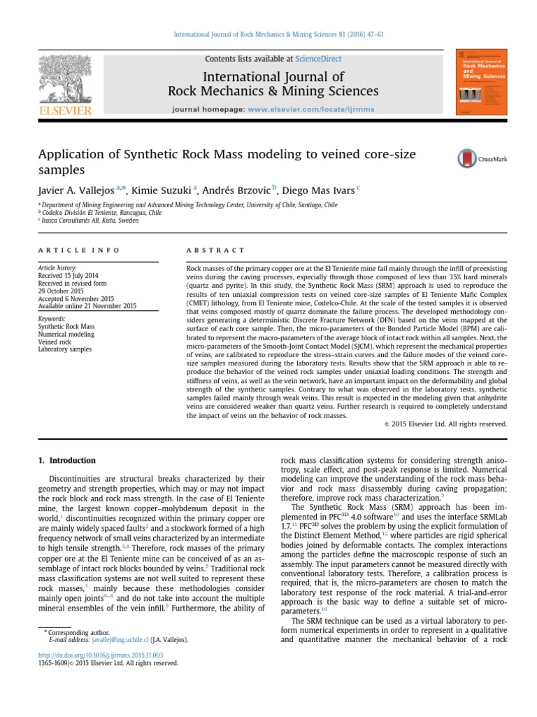 Synthetic Rock Mass Modeling in Mining | PDF | Strength Of Materials ...