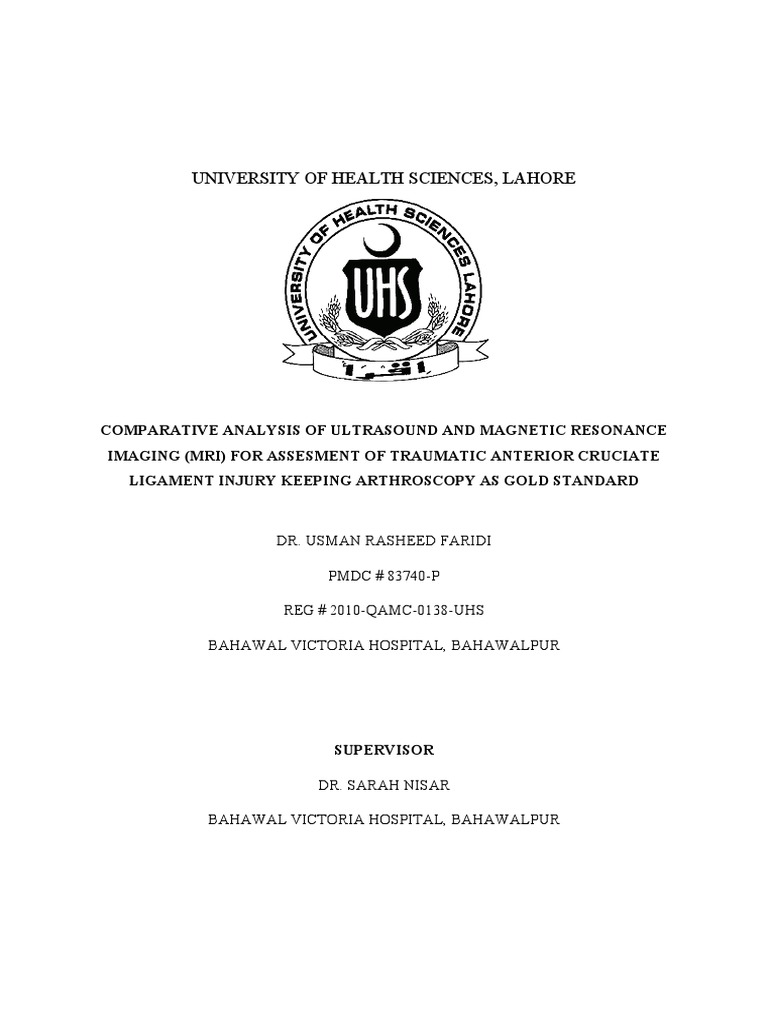 ACL Injury Usg Vs Mri 9feb | PDF | Medical Imaging | Magnetic Resonance ...