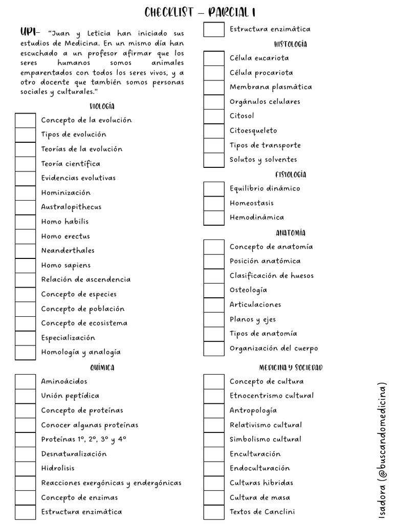 CheckList 1 CyD | PDF | Cráneo | Biología Celular)