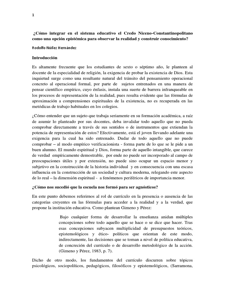 El Credo Como Modelo Epistemologico Presente en El Proceso Educativo ... El Credo Como Modelo Epistemologico Presente en El Proceso Educativo ...